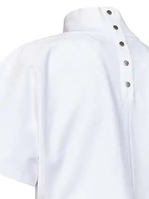 Alaïa White Cotton Ribbed High Collar Cropped T-shirt