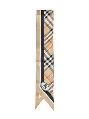 Burberry Sand Beige Check Thin Silk Twill Scarf - Multicolor