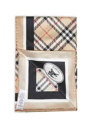 Burberry Sand Beige Check Silk Twill Scarf