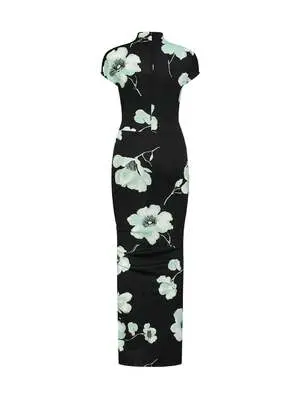 Alaïa Printed Jersey Long Draped Dress