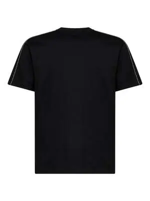 Burberry Black Cotton T-shirt With Check Trims