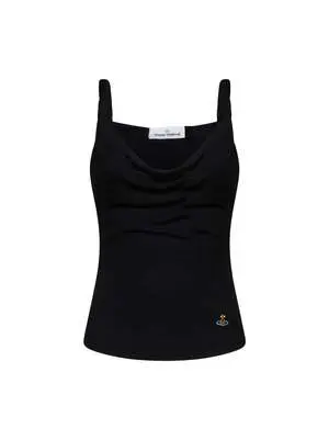 VIVIENNE WESTWOOD VIVIENNE WESTWOOD Black Ribbed Jersey Draped Top Multicolor