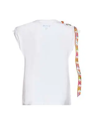 Emilio Pucci White Stretch Jersey Tank Top With Printed Tape