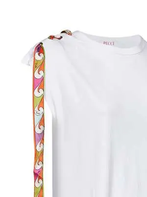 Emilio Pucci White Stretch Jersey Tank Top With Printed Tape