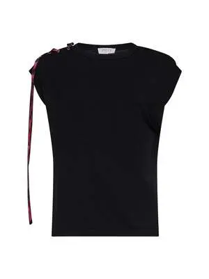 Emilio Pucci Black Stretch Jersey Tank Top With Printed Tape - Multicolor
