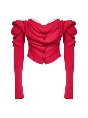 VIVIENNE WESTWOOD Raspberry Knit Bea Corset Draped Cardigan - Multicolor