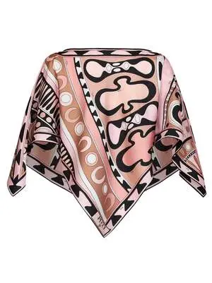 Emilio Pucci Nude Soleil-print Silk Twill Kaftan Top