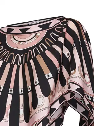 Emilio Pucci Nude Soleil-print Silk Twill Kaftan Top
