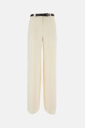 Max Mara Blue Cady Wide Leg Trousers With Belt - Multicolor