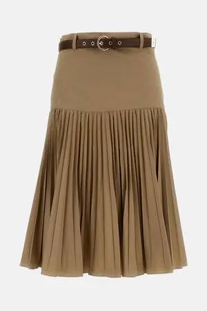 Max Mara Midi Skirt With Peplum And Pleats - Multicolor