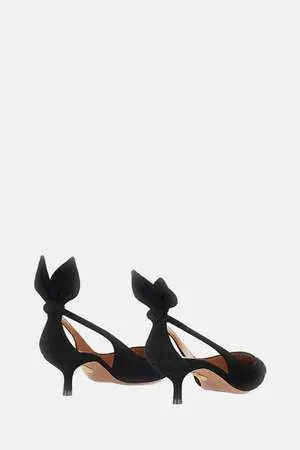 AQUAZZURA Bow Tie Pump 50 Suede And Nappa Leather