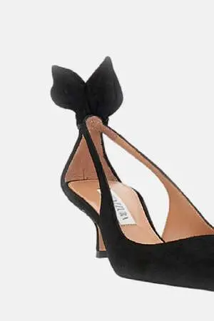 AQUAZZURA Bow Tie Pump 50 Suede And Nappa Leather