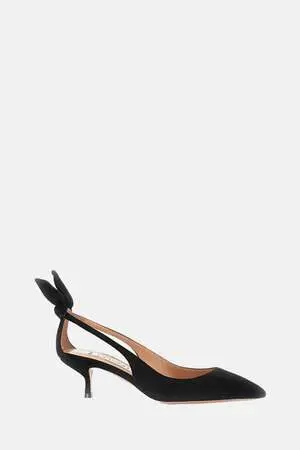 AQUAZZURA Bow Tie Pump 50 Suede And Nappa Leather - Multicolor