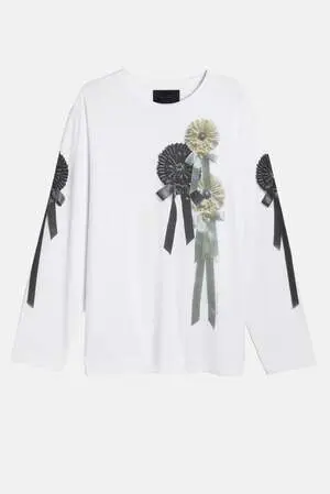 Simone Rocha Long Sleeve T-shirt With Ribbon Rosette Print - Multicolor