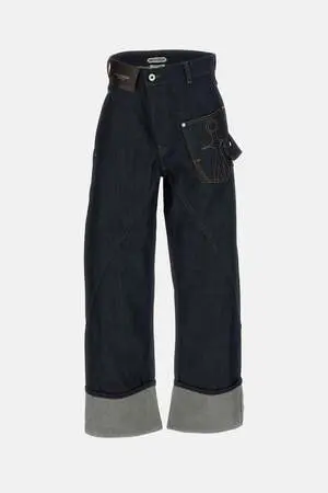 JW Anderson J.W. Anderson Twisted Turn-Up Workwear Denim Jeans Multicolor
