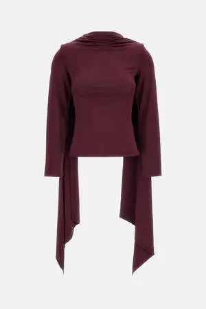 ROTATE BY BIRGER CHRISTENSEN ROTATE Long-Sleeved Scarf Top Bordeaux Multicolor