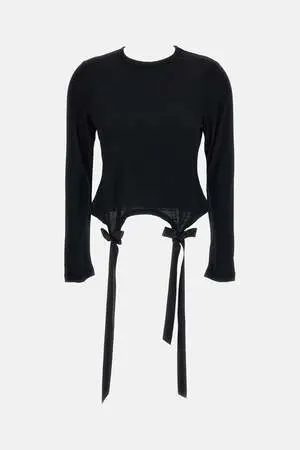 Simone Rocha Long-sleeve Bow Detail Cropped Top - Multicolor