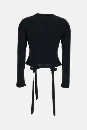 Simone Rocha Long-sleeve Bow Detail Cropped Top
