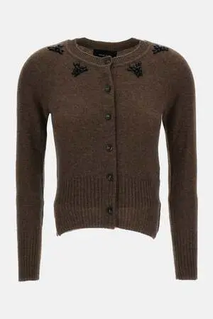 Simone Rocha Relaxed Cashmere Cardigan With Crystal-cut Appliqu - Multicolor