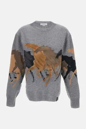 Stella McCartney Fine Wool Racing Horses Jumper - Multicolor