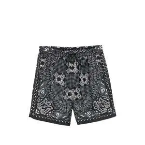 Amiri Bandana Print Silk Shorts - Black