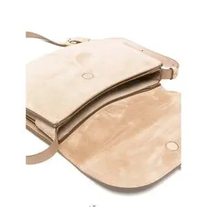 TOM FORD Beige Suede Satchel With Gold-tone Hardware - Cream