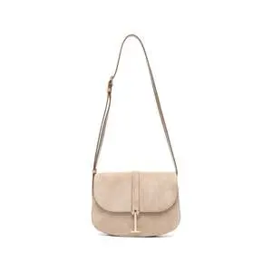 TOM FORD Beige Suede Satchel With Gold-tone Hardware - Cream