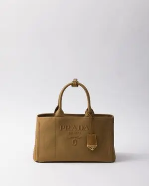 Prada Jardinière Large Cotton Canvas Handbag - Brown