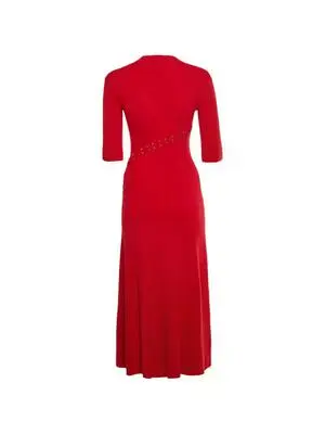 Maje Knitted Lace-up Midi Dress