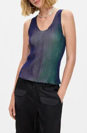 Desigual Gradient Ribbed Tank - Blue