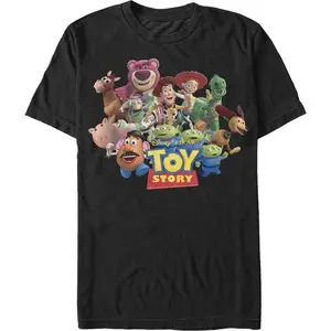 TOY STORY Character Logo Scene Short Sleeve Graphic T-shirt - Black