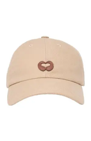 Maje Linen Blend Cap With Logo Detail - Beige