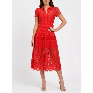 Rachel Rachel Roy Jolene Lace Midi Dress - Red