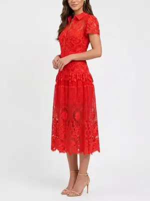 Rachel Rachel Roy Jolene Lace Midi Dress - Red