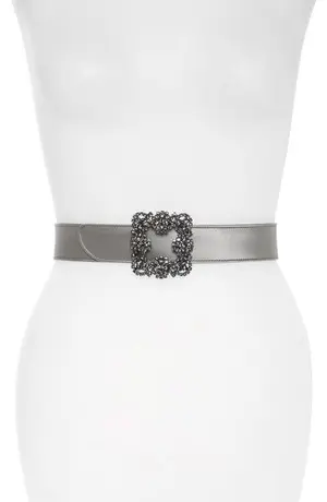 MANOLO BLAHNIK Manolo Blahnik Hangisi Jewel Buckle Satin Belt