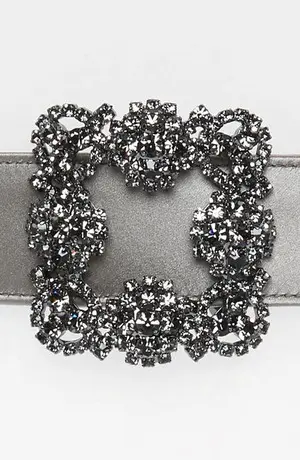 Manolo Blahnik Hangisi Jewel Buckle Satin Belt