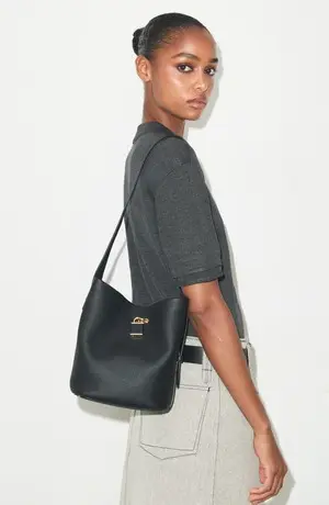 Tory Burch Lock Slim Medium Leather Bucket Bag