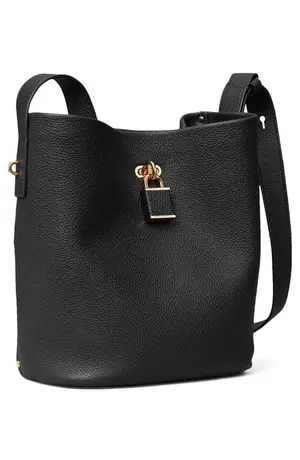 Tory Burch Lock Slim Medium Leather Bucket Bag