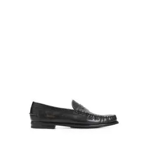 Prada Soft Construction Loafers In Antiqued Leather - Black