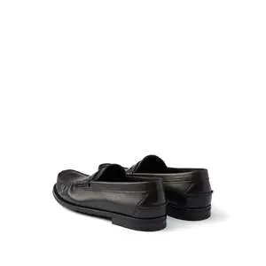 Prada Soft Construction Loafers In Antiqued Leather