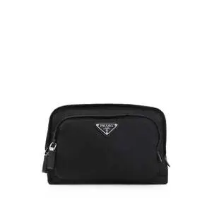 Prada Logo Plaque Wash Bag - Black