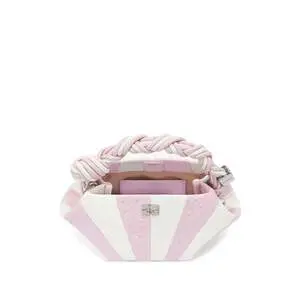 GANNI Striped Ostrich-effect Leather Shoulder Bag