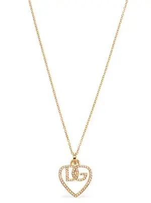 Dolce & Gabbana Embellished Logo Heart Necklace - Gold