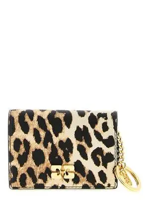 GANNI Leopard' Print Card Holder - White