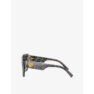 Dolce & Gabbana Square-frame Acetate Sunglasses With Lace Pattern - Grey