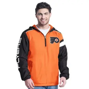 G-III SPORTS BY CARL BANKS Black Philadelphia Flyers Lateral Half-zip Hoodie Jacket - Orange