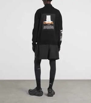 Balenciaga Wool Zip-up Jacket With Graphic And Floral Patch