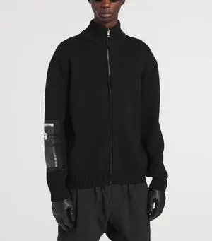 Balenciaga Wool Zip-up Jacket With Graphic And Floral Patch