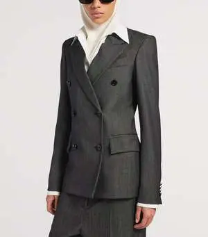 Balenciaga Double Breasted Wool Twill Blazer