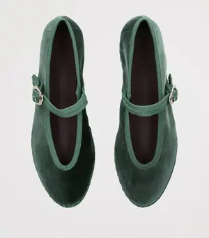 FLABELUS Velvet Mary Janes - Green